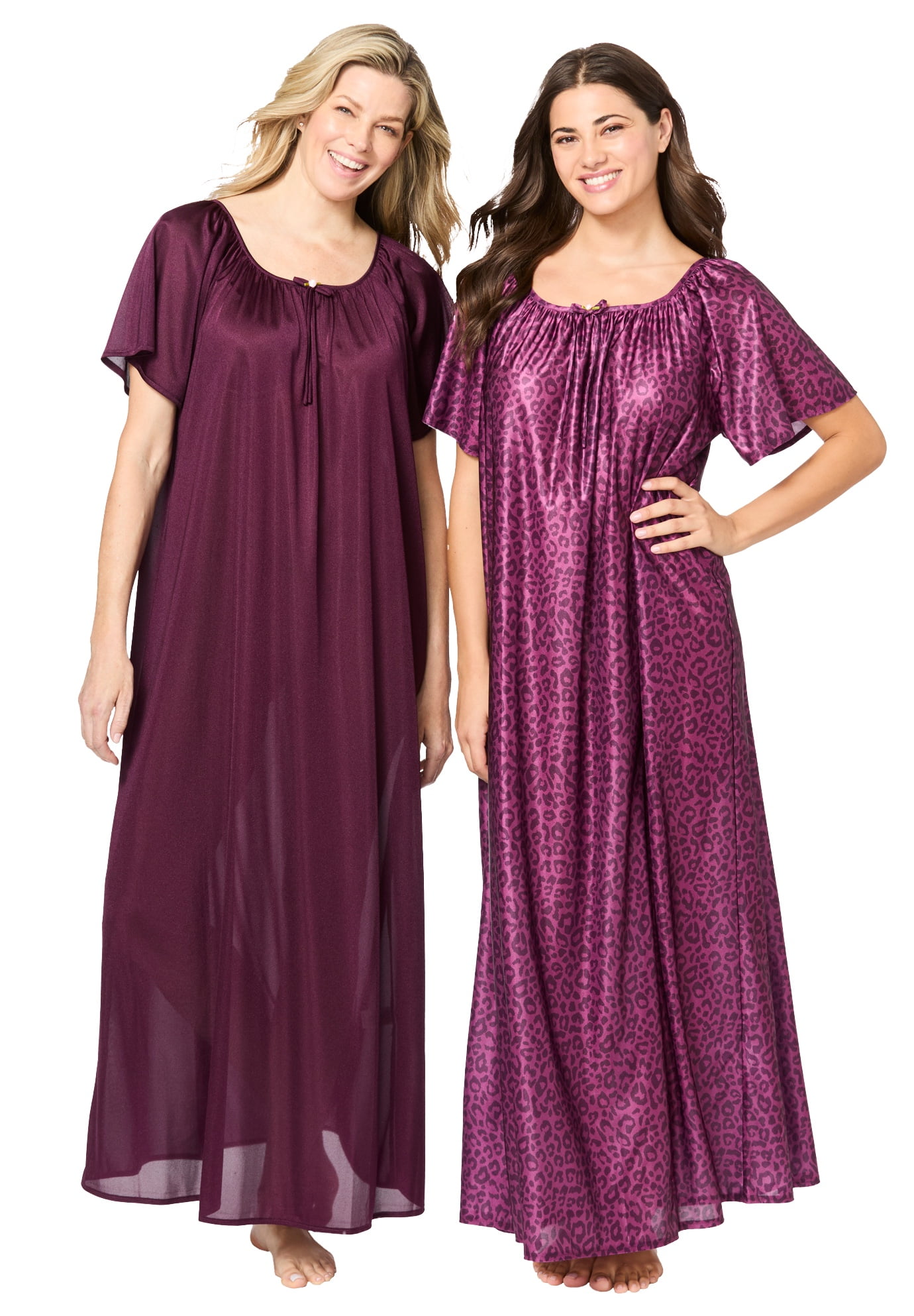 Only Necessities Plus Size 2-Pack Long Silky Gown - Walmart.com
