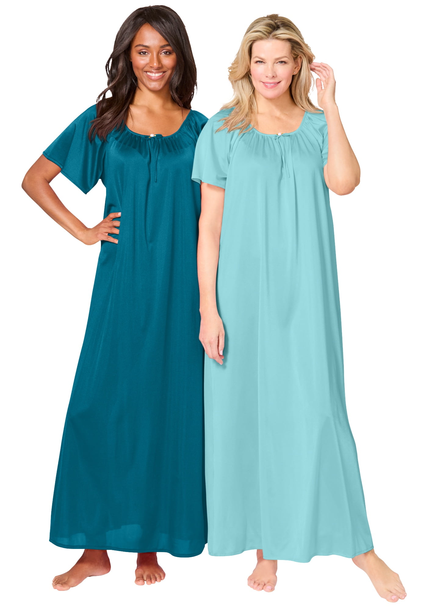 Only Necessities Plus Size 2-Pack Long Silky Gown - Walmart.com