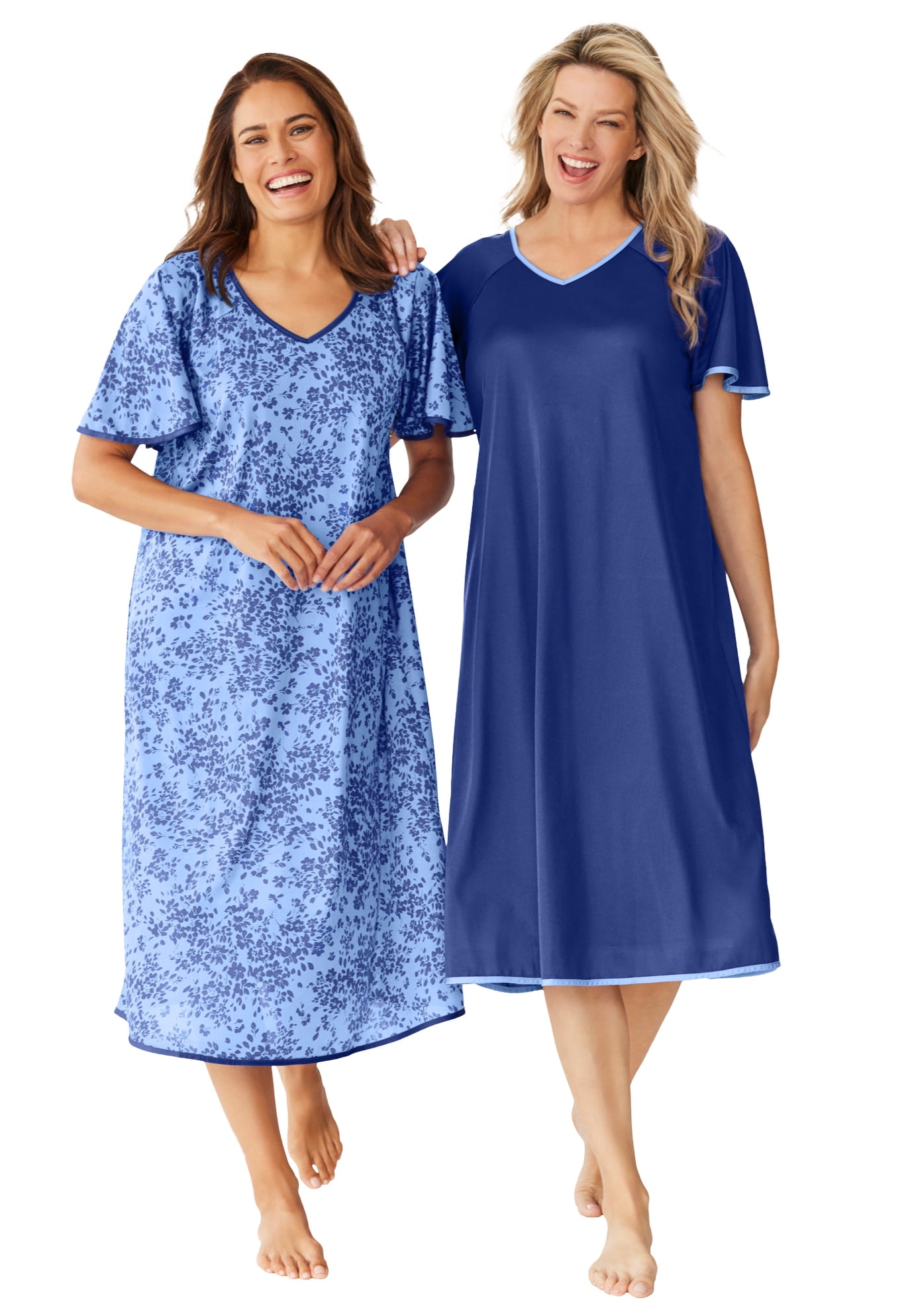 Only Necessities Plus Size 2-Pack Short Silky Gown - Walmart.com