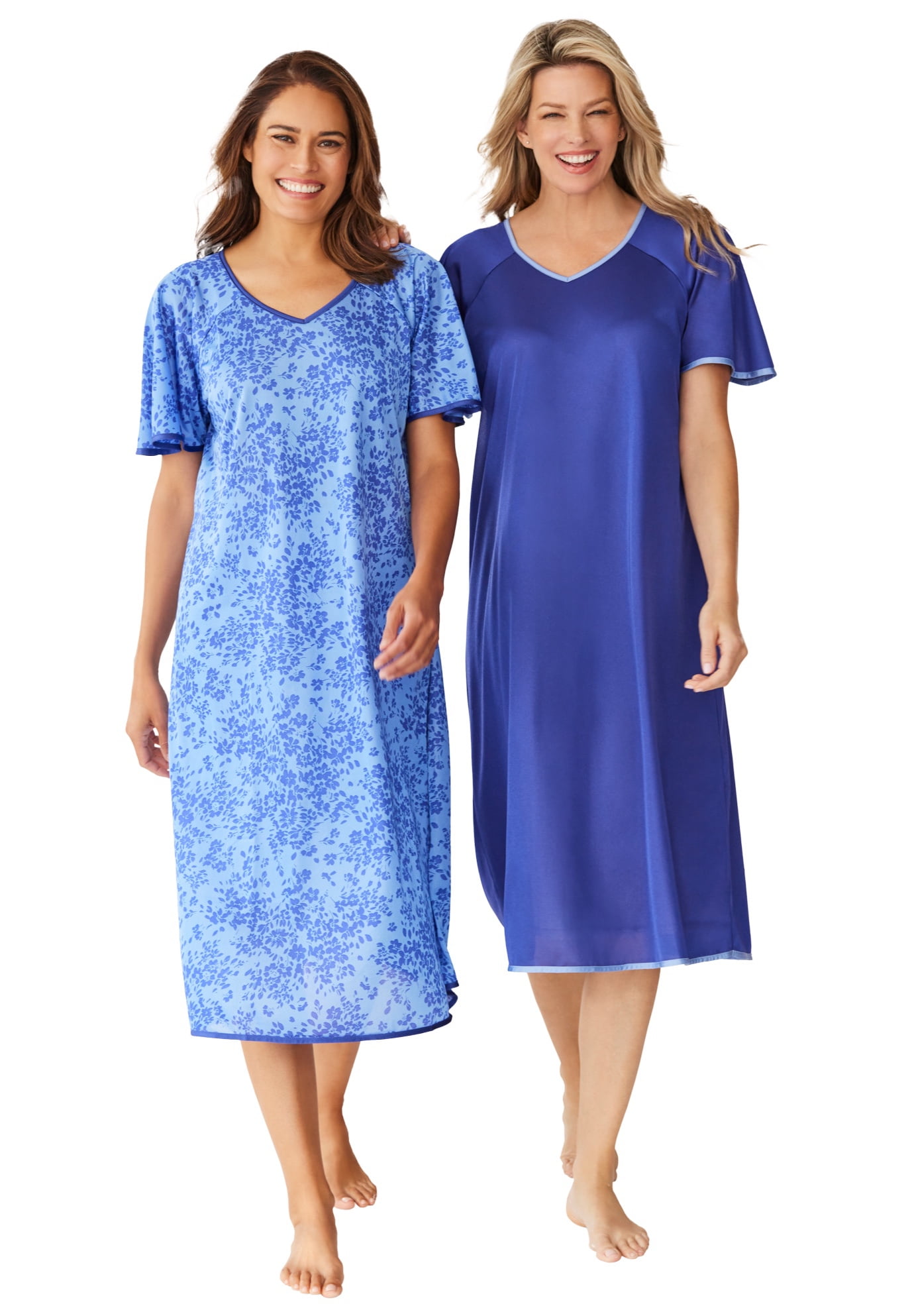 Only Necessities Plus Size 2-Pack Short Silky Gown - Walmart.com