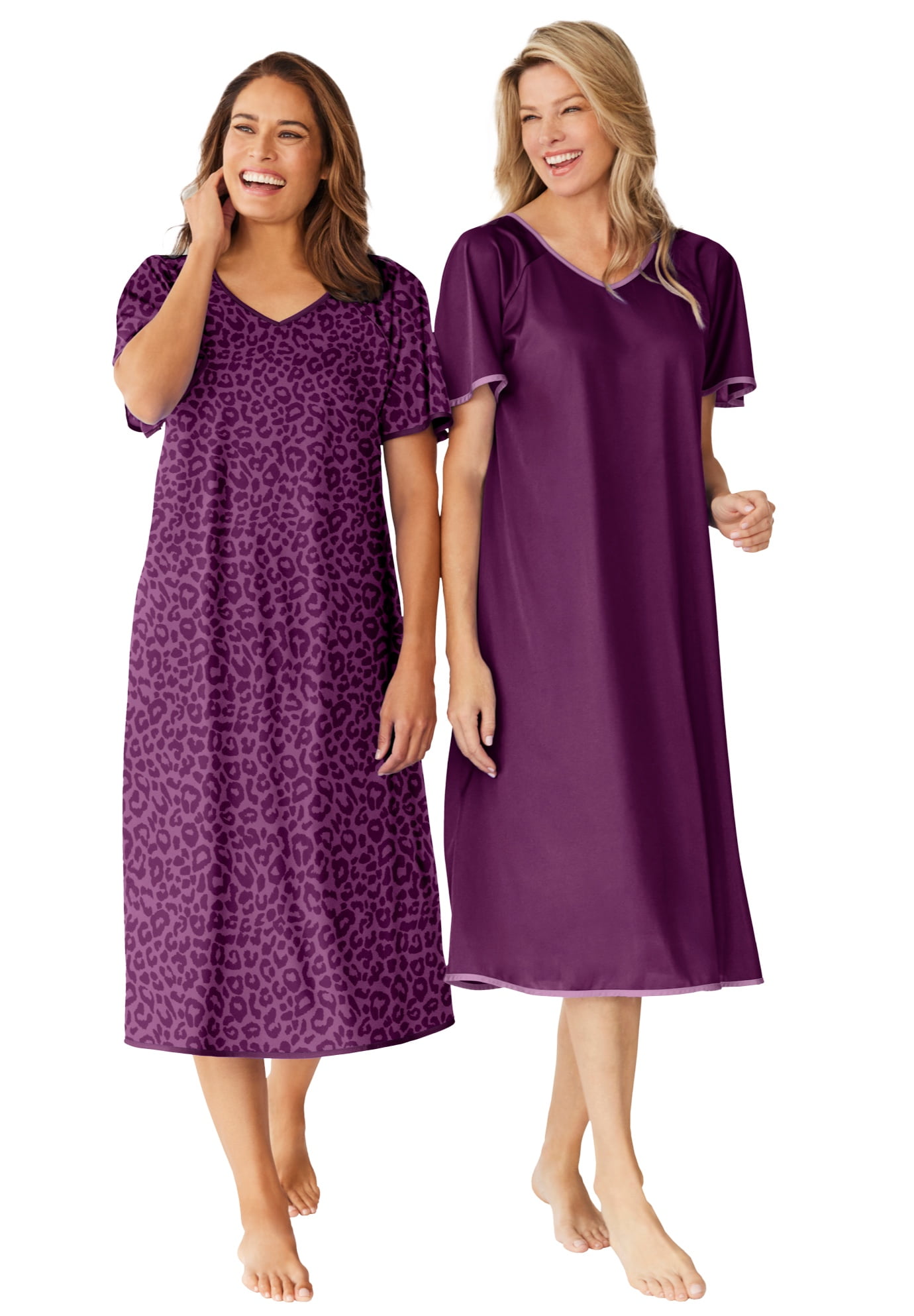 Only Necessities Plus Size 2-Pack Short Silky Gown - Walmart.com