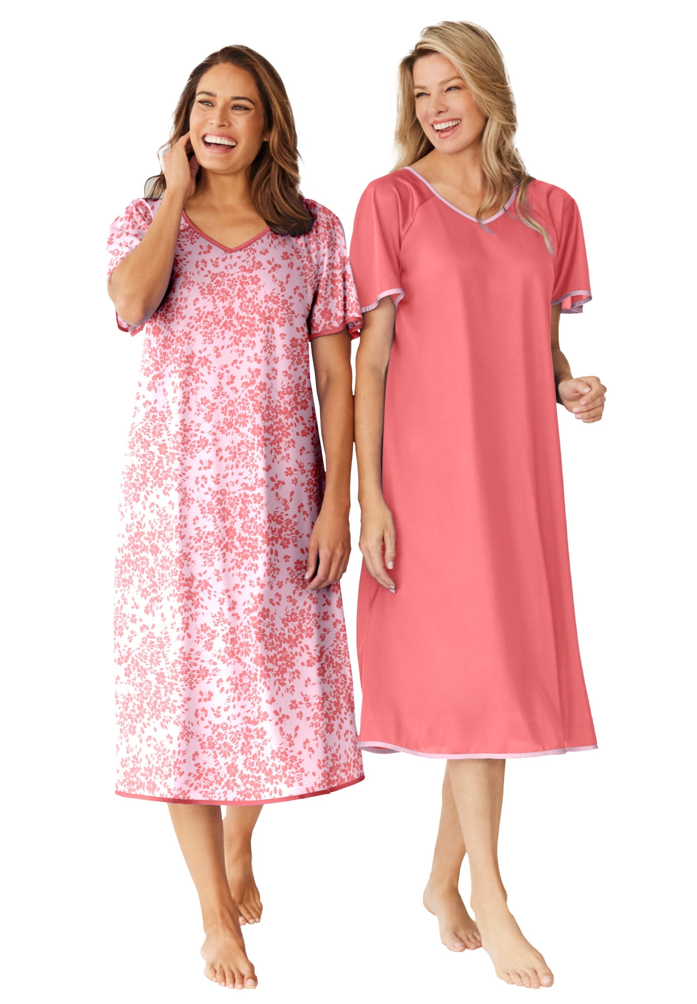 Only Necessities Plus Size 2-Pack Short Silky Gown - Walmart.com