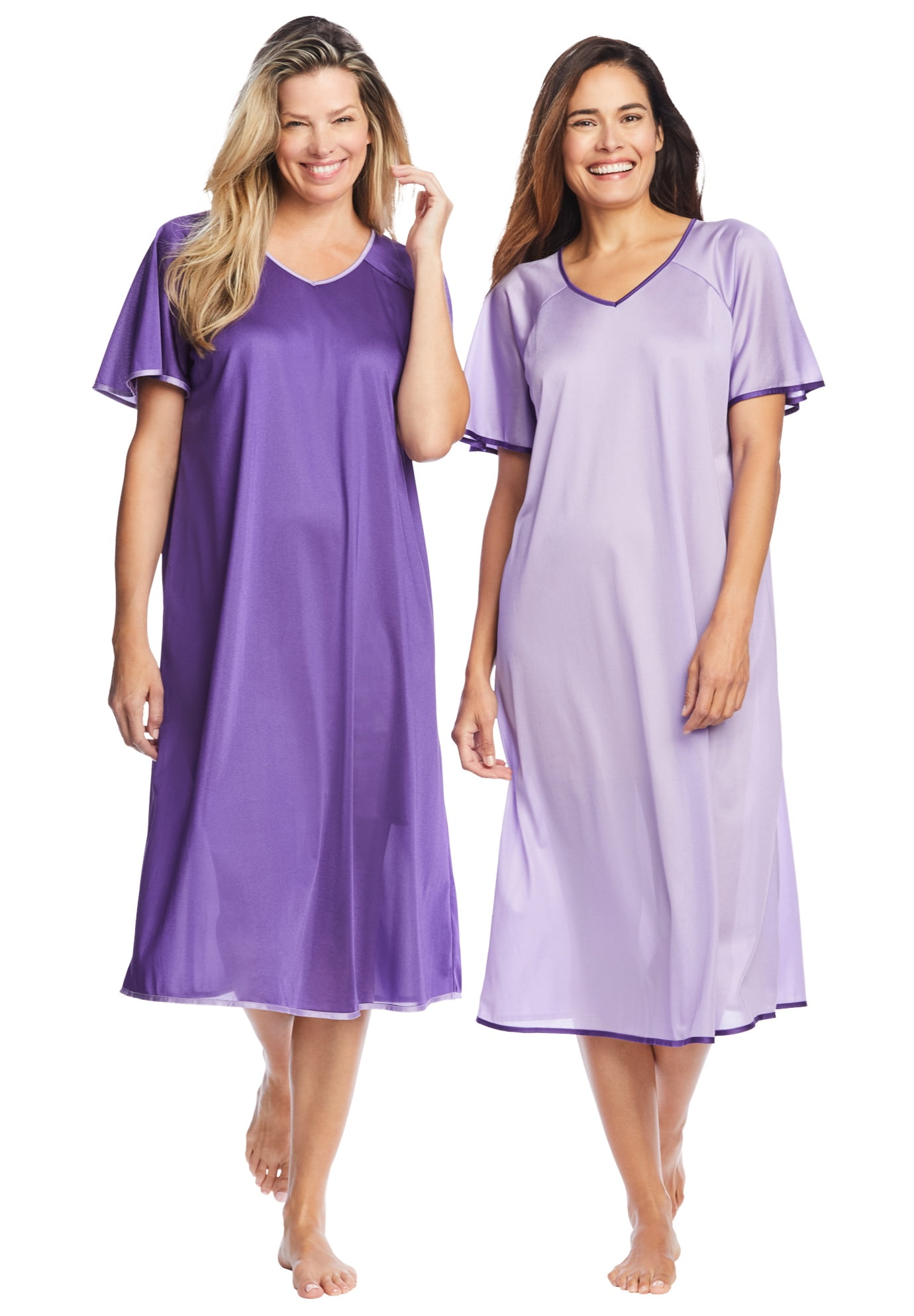 Only Necessities Plus Size 2-Pack Short Silky Gown - Walmart.com
