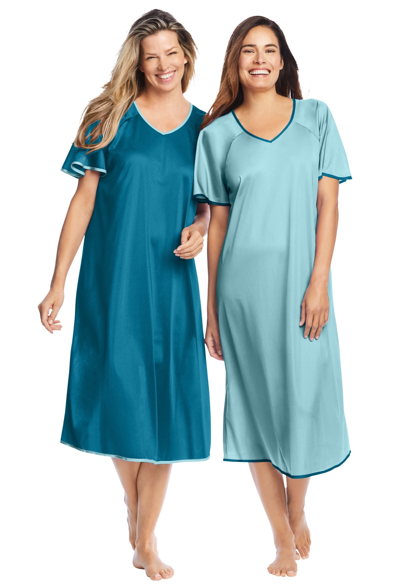 Only Necessities Women's Plus Size 2-Pack Short Silky Gown - Walmart.com