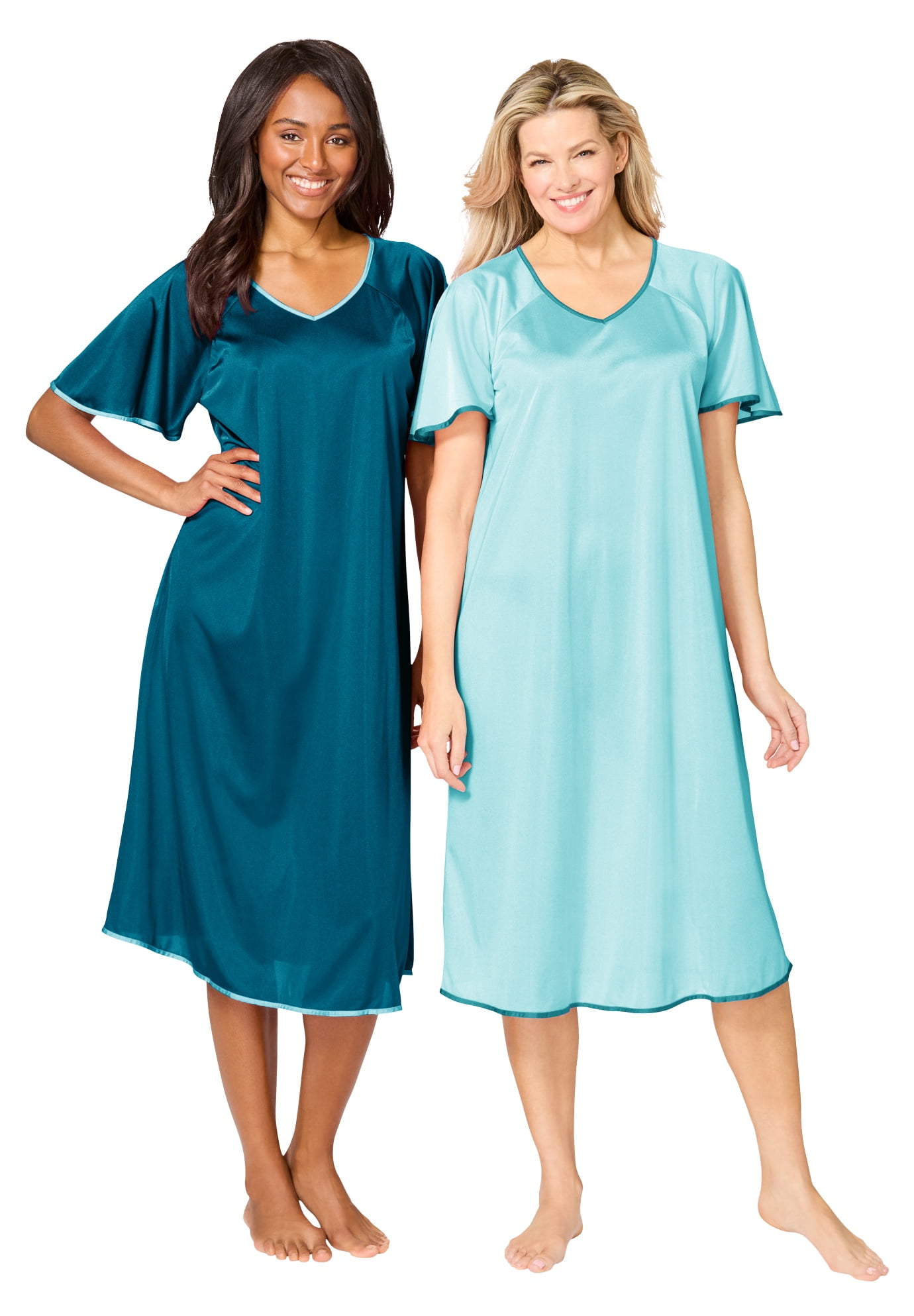 Only Necessities Plus Size 2-Pack Short Silky Gown - Walmart.com