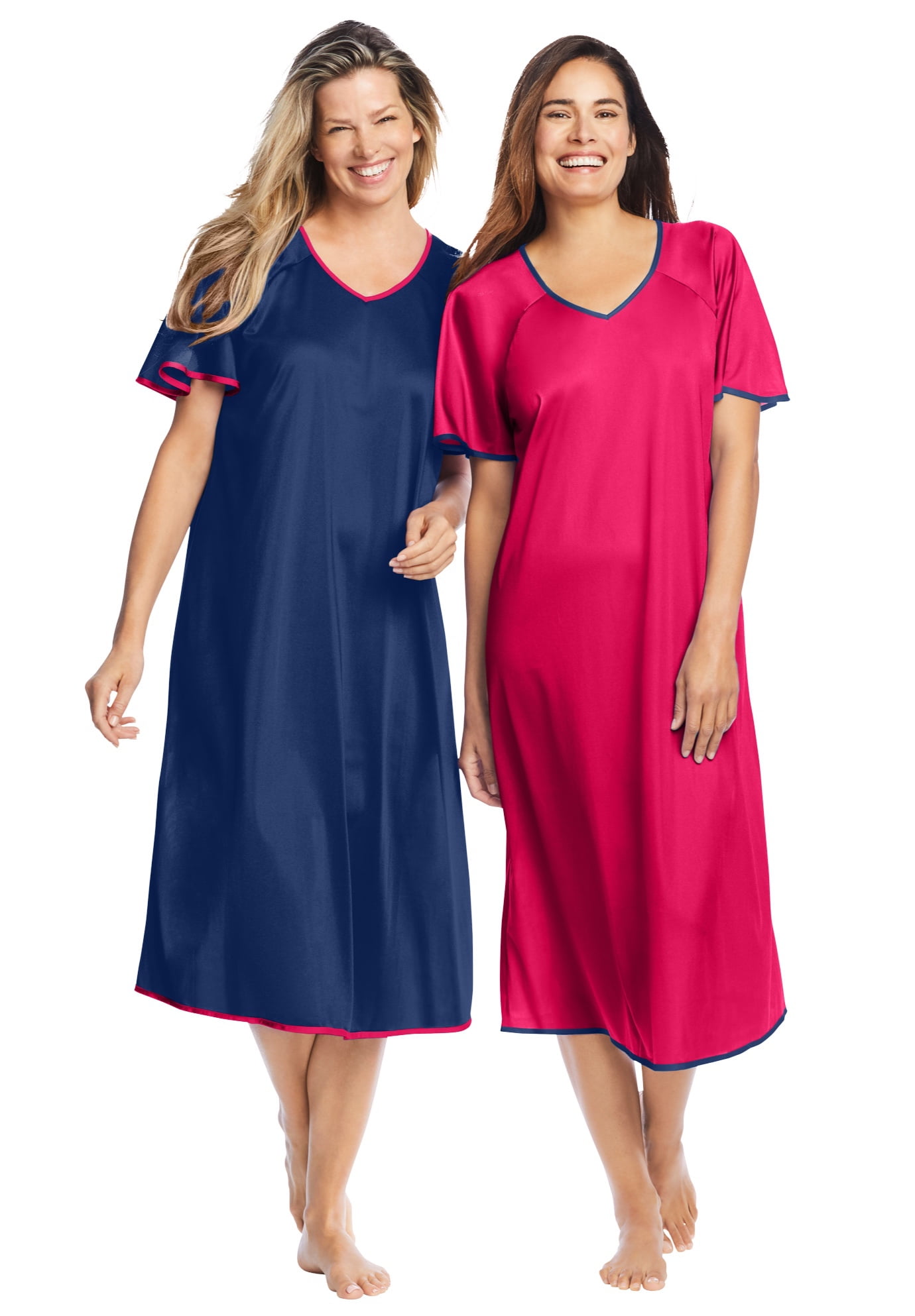 Only Necessities Plus Size 2-Pack Short Silky Gown - Walmart.com
