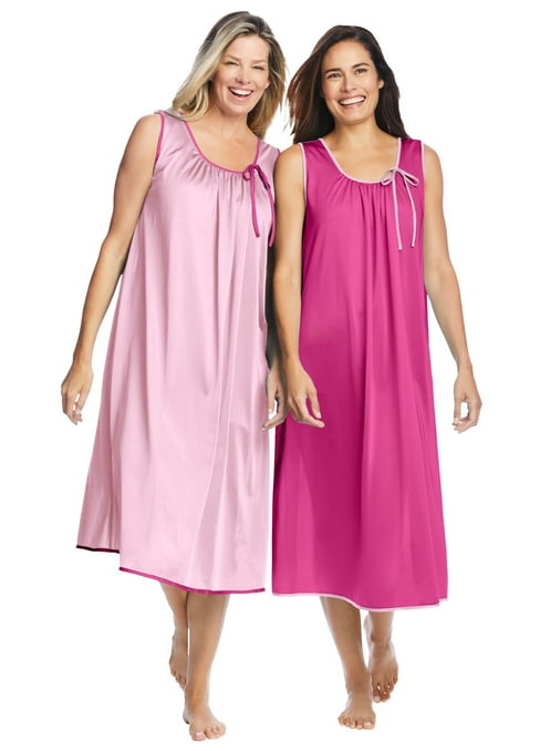 Only Necessities Women's Plus Size 2-Pack Long Silky Gown - Walmart.com