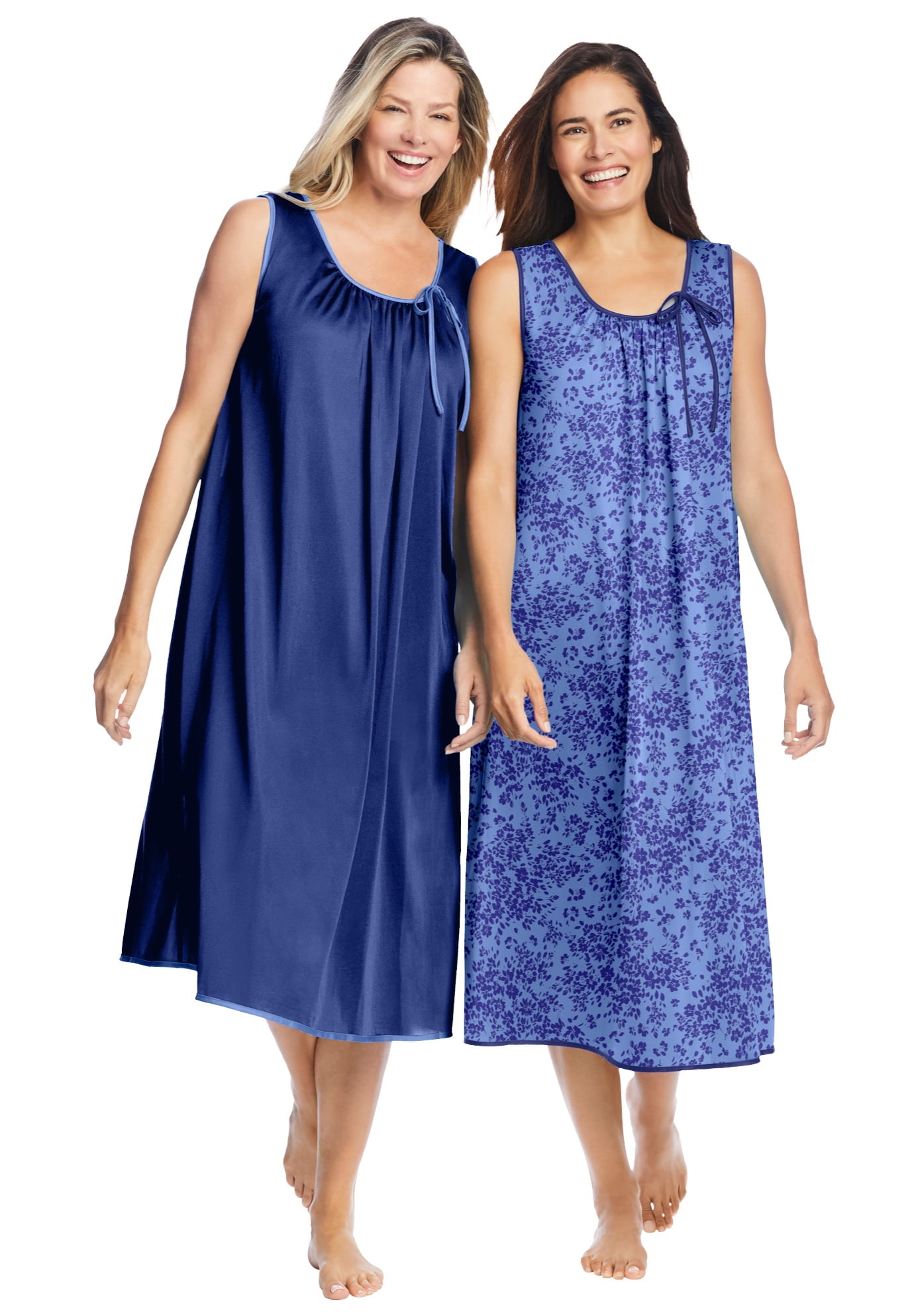 Only Necessities Women's Plus Size 2-Pack Sleeveless Nightgown ...