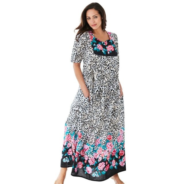 Only Necessities Women's Plus Size Bib Front Lounger House Dress ...