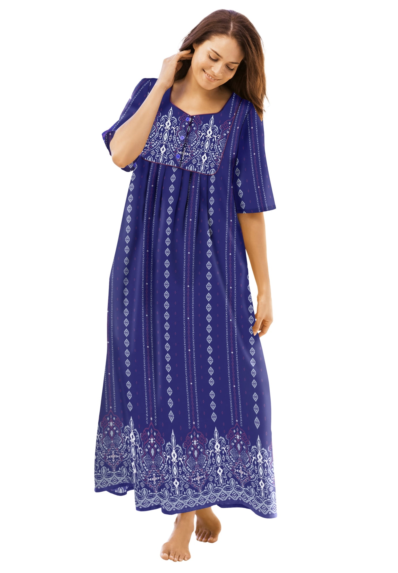 Only Necessities Women's Plus Size Bib Front Lounger House Dress ...