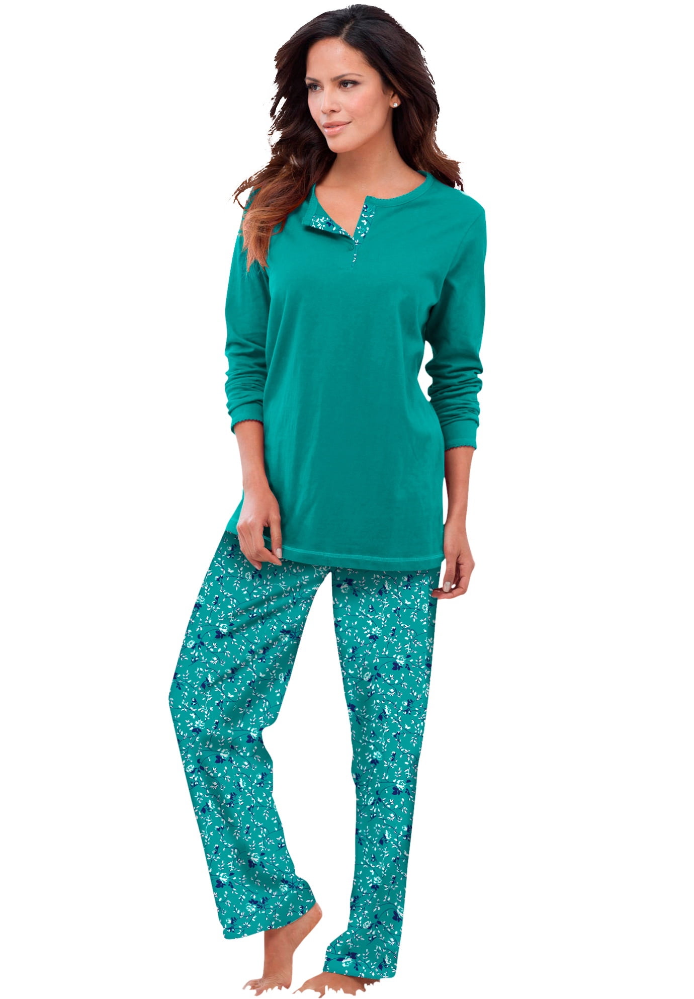 Only Necessities Plus Size Henley PJ Set - Walmart.com