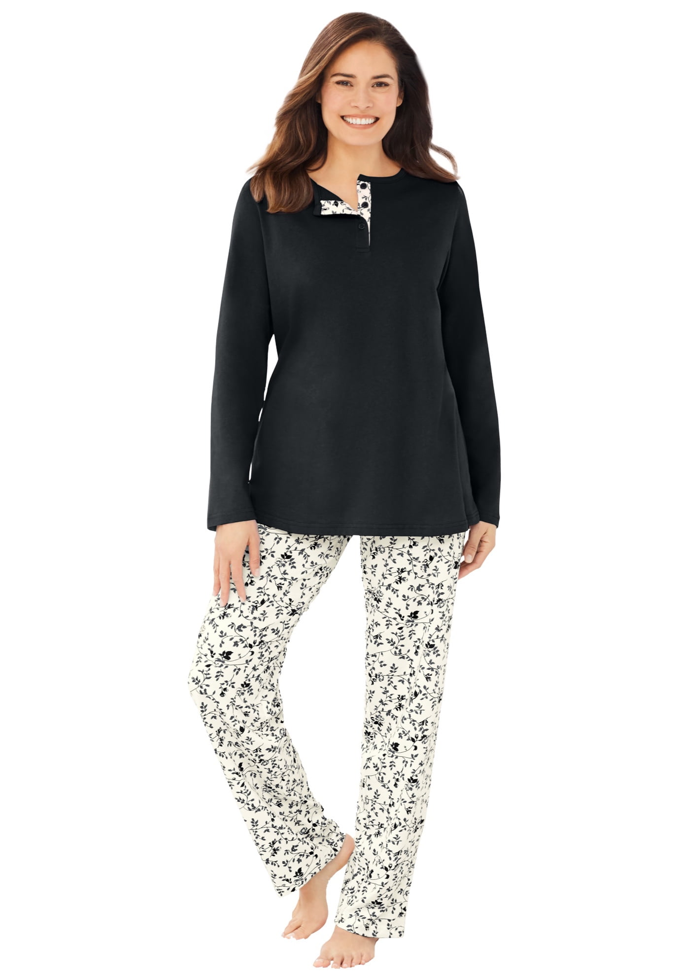 Only Necessities Plus Size Henley PJ Set - Walmart.com