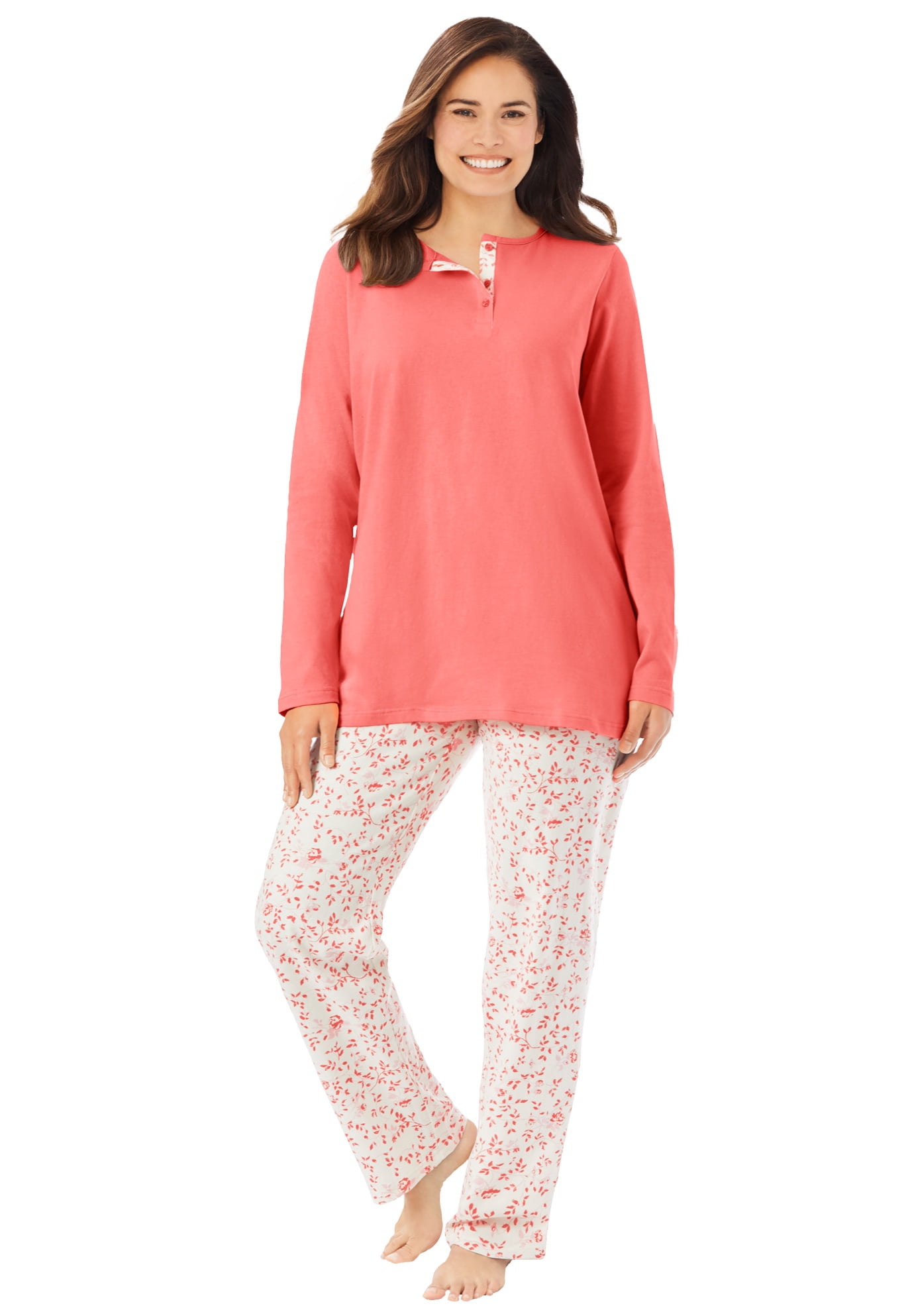 Only Necessities Women's Plus Size Henley PJ Set - Walmart.com