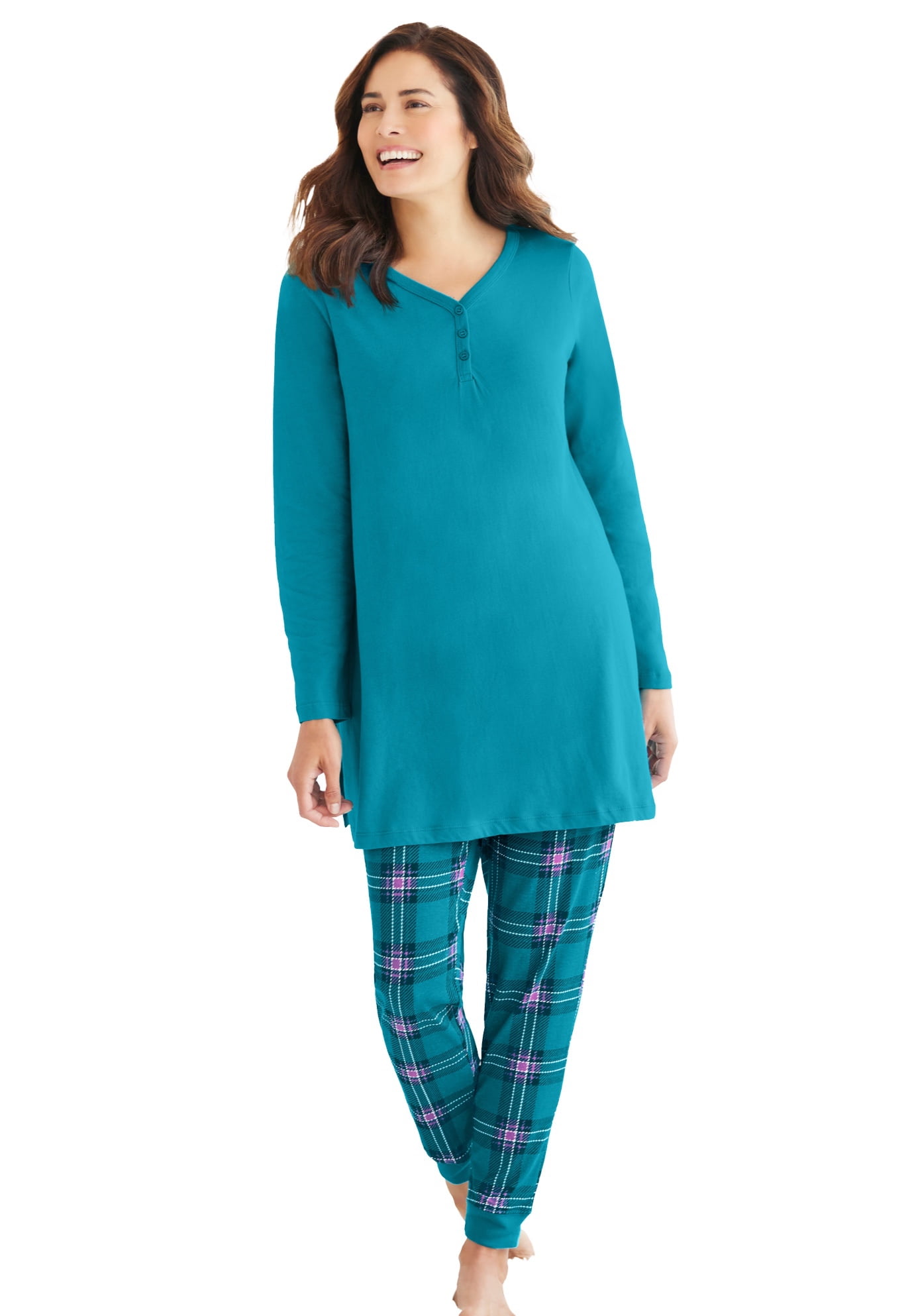 Only Necessities Plus Size Henley Tunic & Jogger PJ Set - Walmart.com