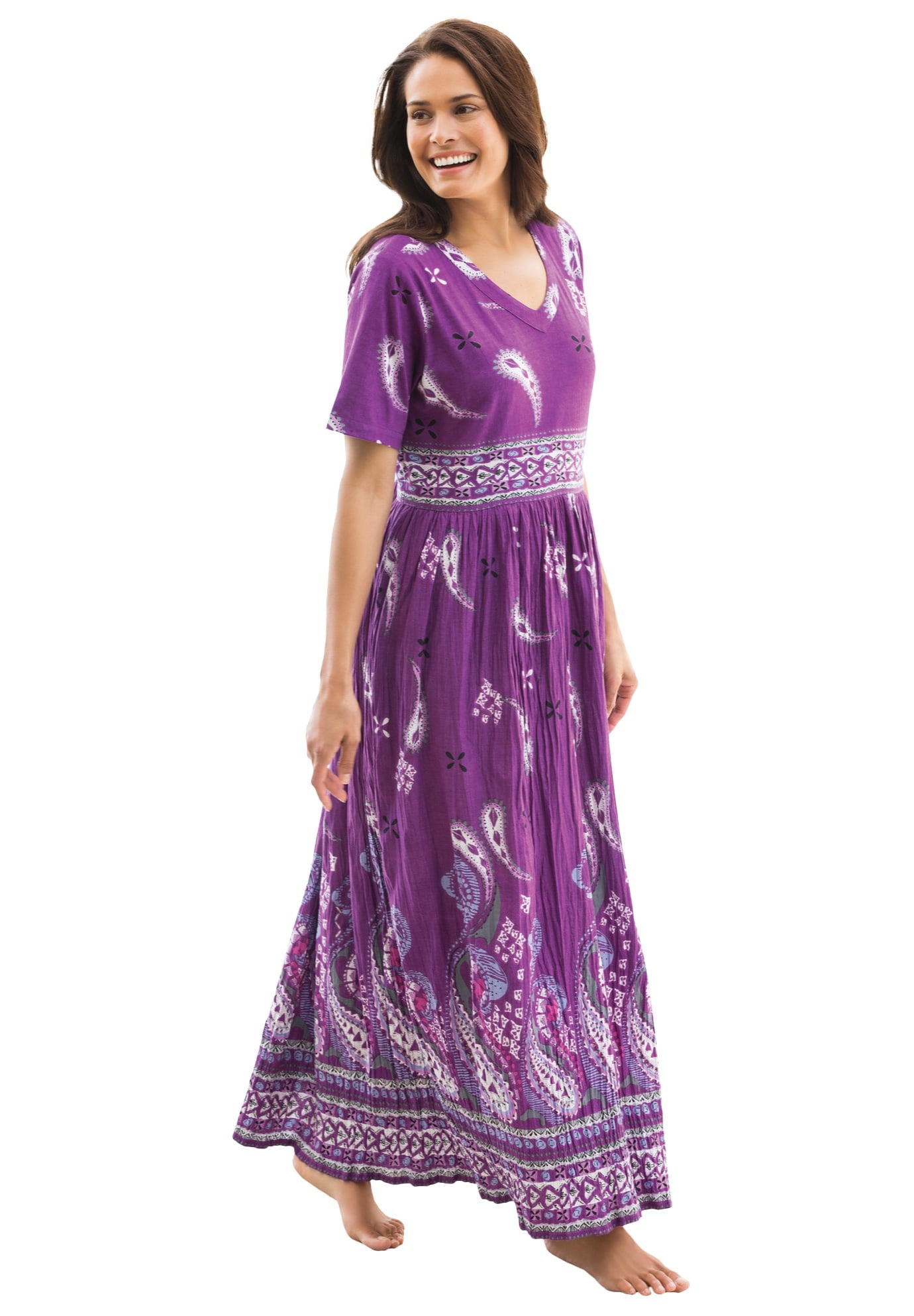 Only Necessities Women's Plus Size Long Crinkle Cotton Lounger ...