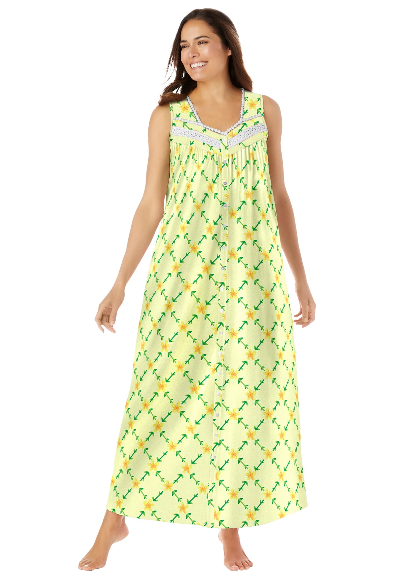 Only Necessities Plus Size Long Sleeveless Floral Nightgown - Walmart.com