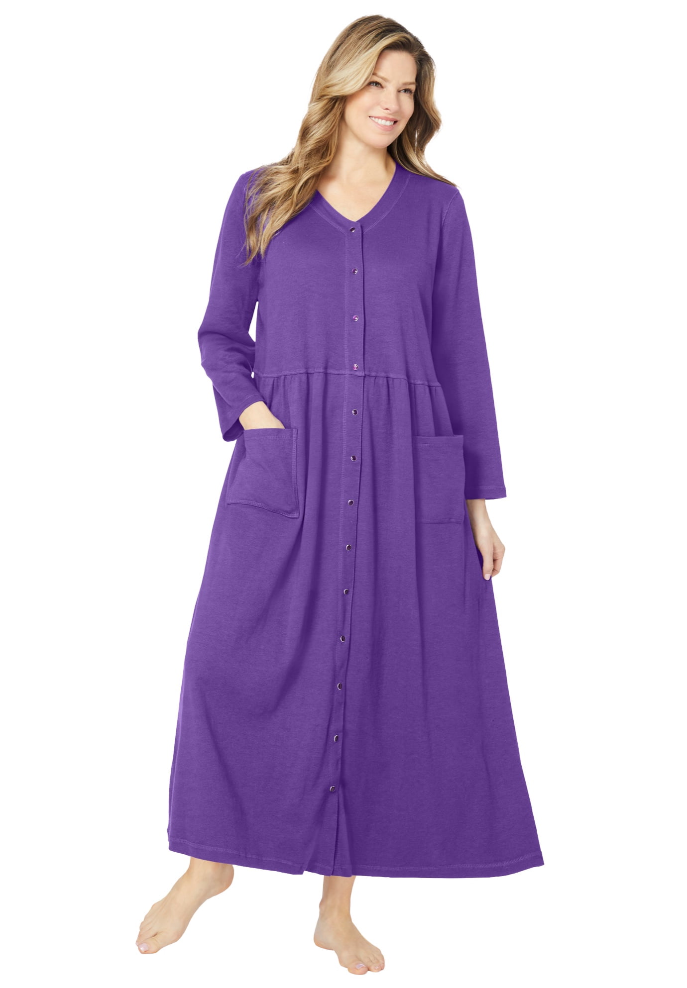 Only Necessities Plus Size Long Snap-Front Knit Lounger - Walmart.com