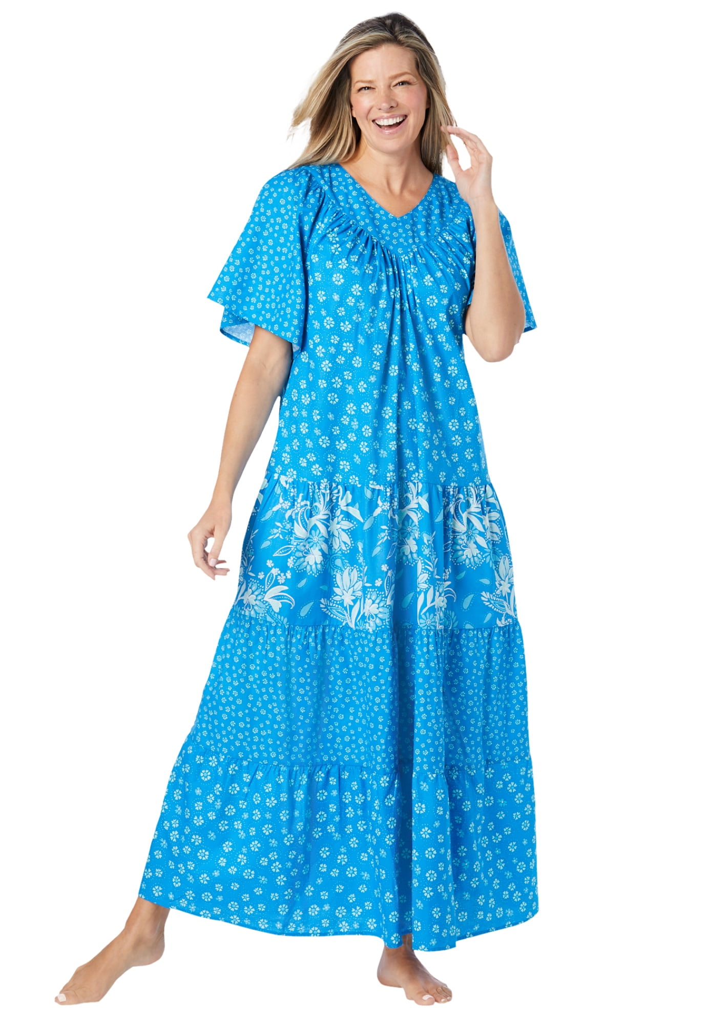 Only Necessities Women's Plus Size Long Tiered Print Lounger - Walmart.com