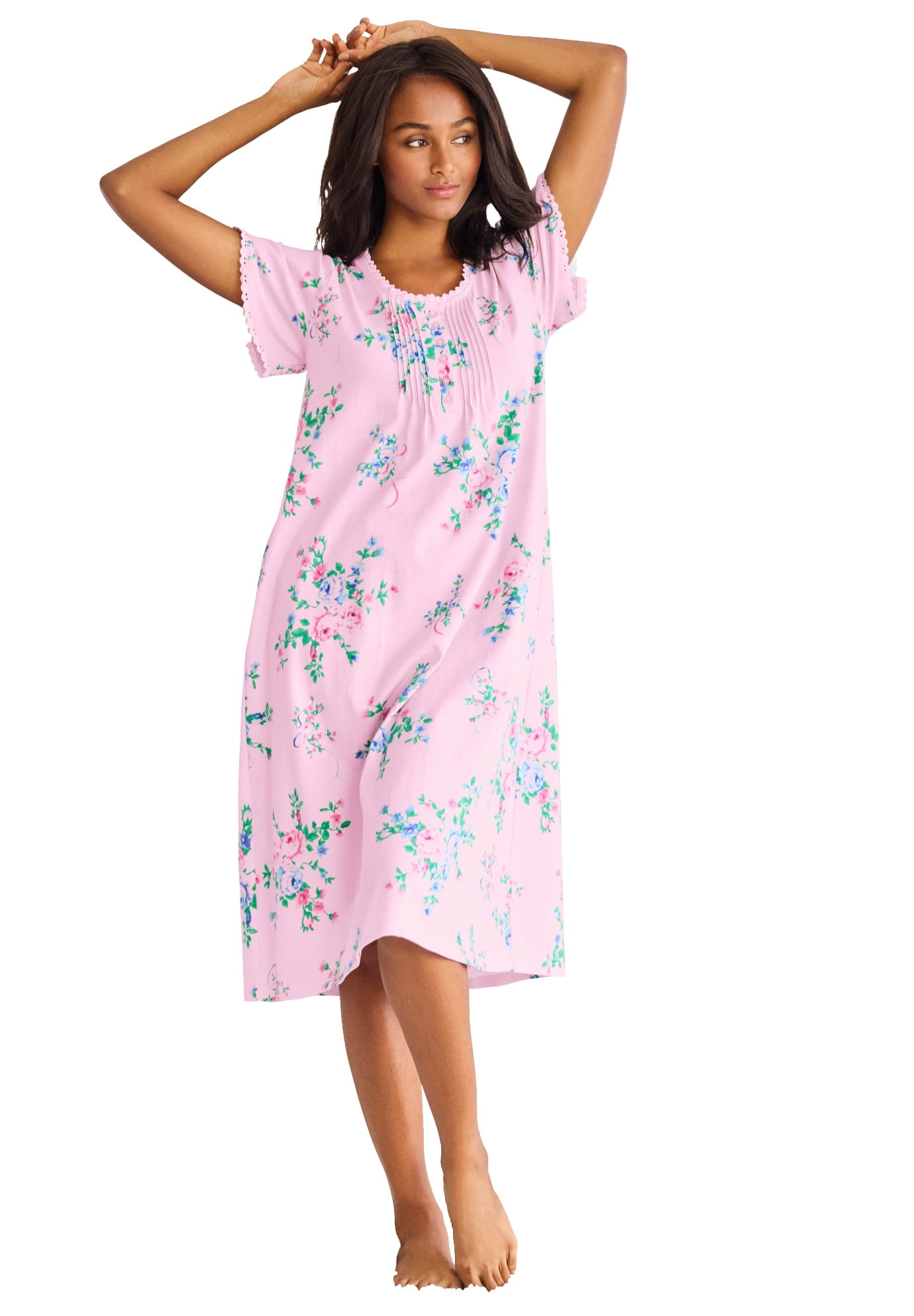 Only Necessities Women's Plus Size Short Pintuck Knit Gown - Walmart.com