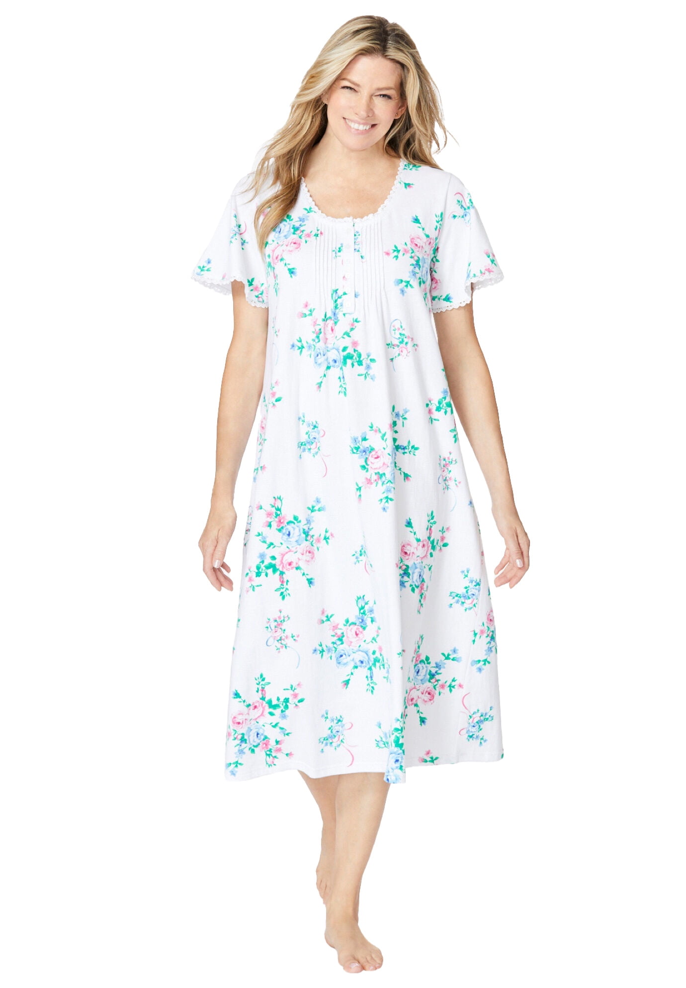 Only Necessities Plus Size Short Pintuck Knit Gown - Walmart.com