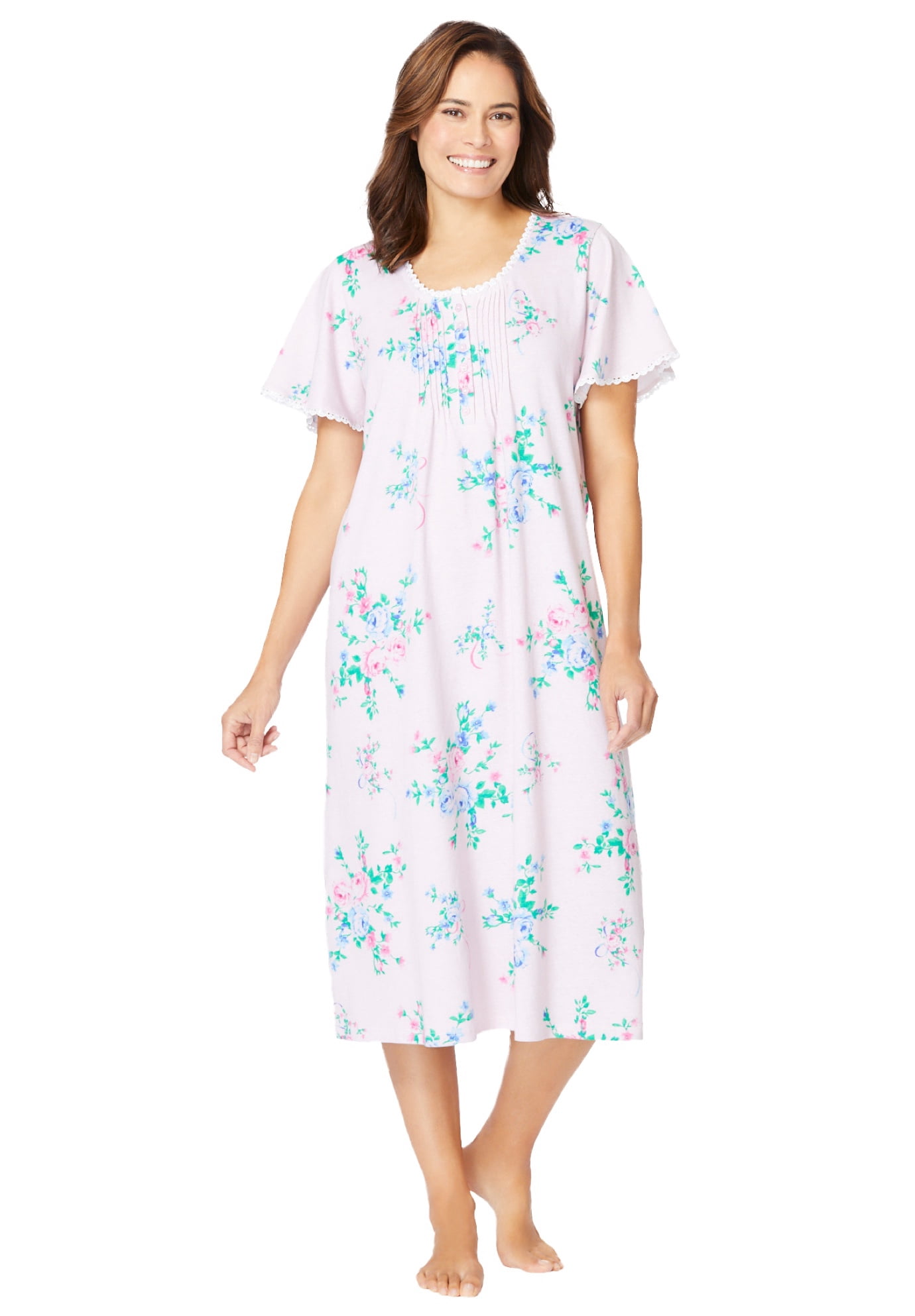 Only Necessities Women's Plus Size Short Pintuck Knit Gown - Walmart.com