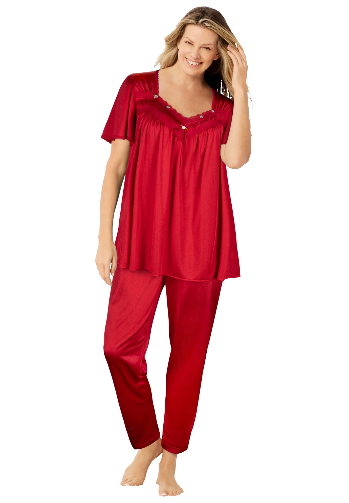 Only Necessities Women's Plus Size Silky 2-Piece PJ Set - Walmart.com