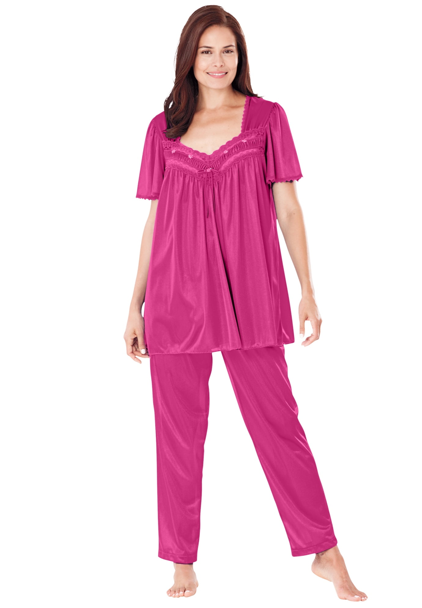 Only Necessities Women's Plus Size Silky 2-Piece Pj Set Pajamas ...