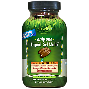 Only One Liquid-Gel Multivitamin with Iron & 1,000 IU Vitamin D3 (60 ...