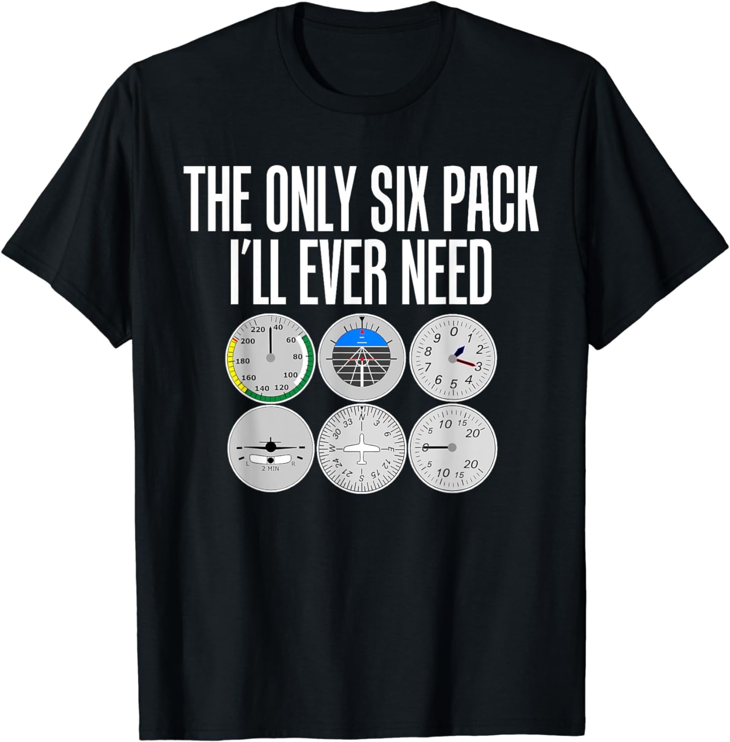 Only Six Pack Funny Pilot T Shirt - Airplane Flight - Walmart.com