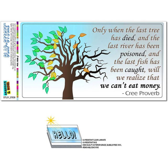 Only When Last Tree Died We Can't Eat Money Cree Proverb Inspirational ...