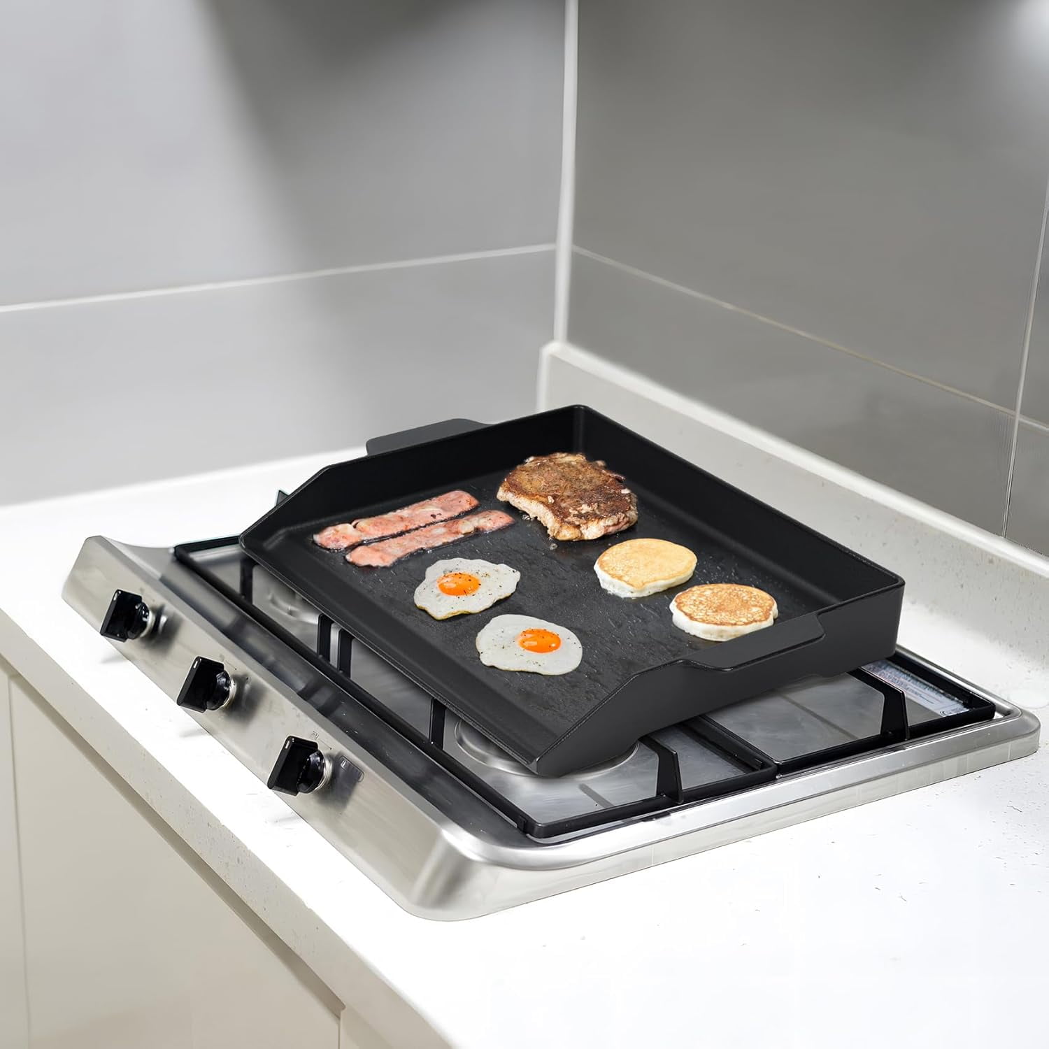 Onlyfire Universal Cast Iron Cooking Griddle, Nonstick Coating Griddle ...