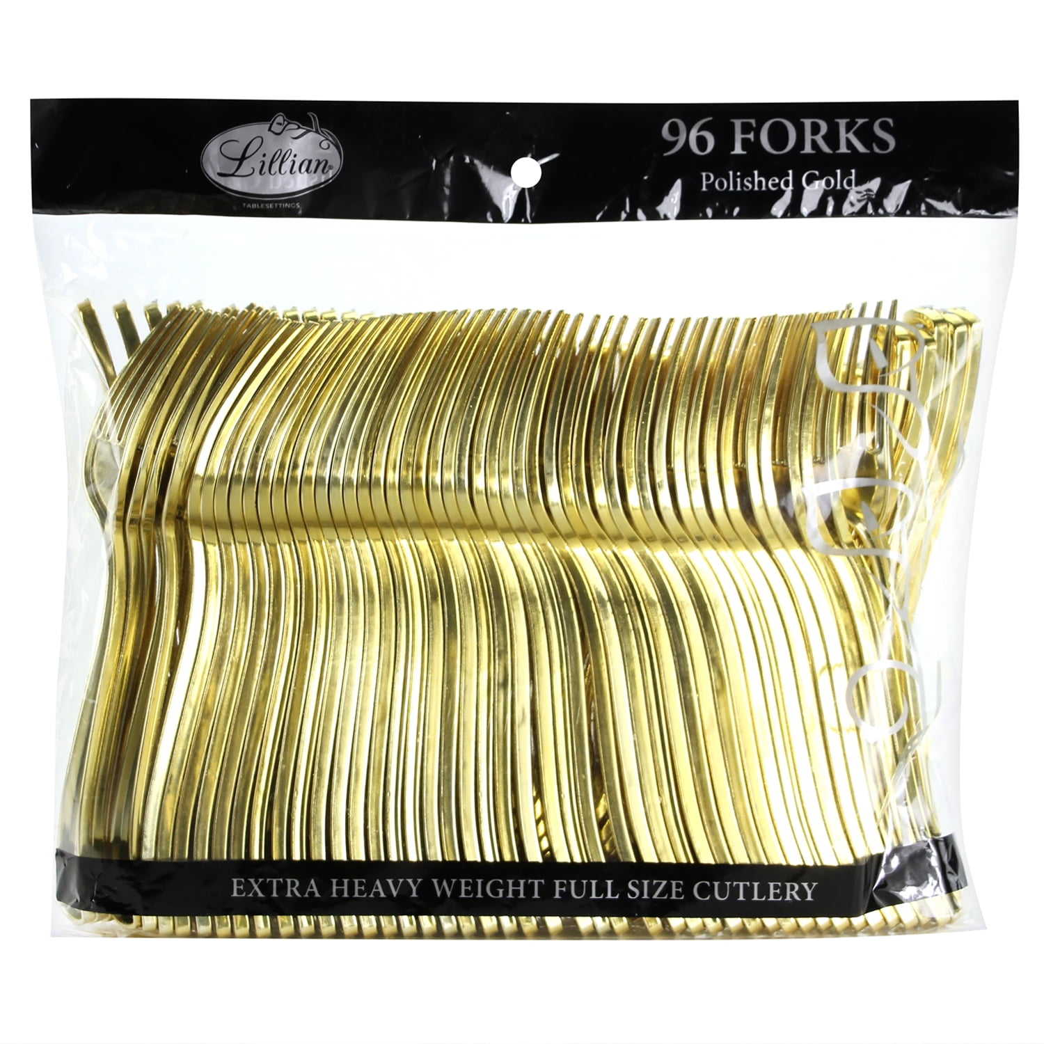 Onlyonestopshop Polished Gold Forks Plastic Heavy Weight Party Utensils ...