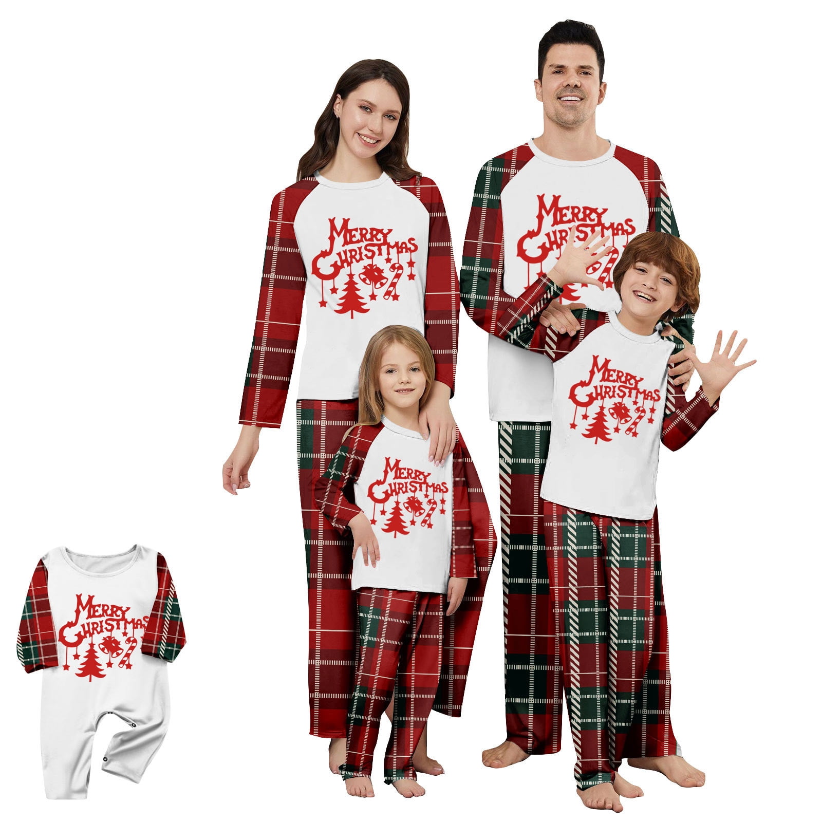 Onlypjs Christmas Family Matching Pajamas Sets – Holiday Plaid Long ...