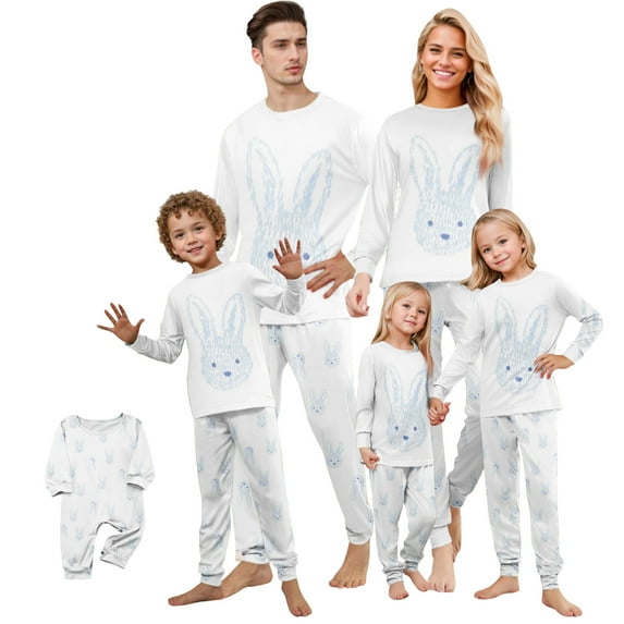 Onlypjs Easter Family Matching Pajamas Set Bunny Print – Soft Long ...