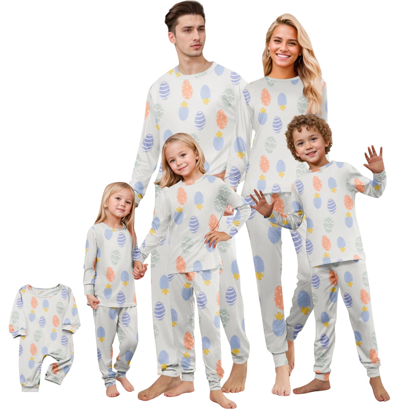 Onlypjs Easter Family Matching Pajamas Set Egg Print – Soft Long Sleeve ...