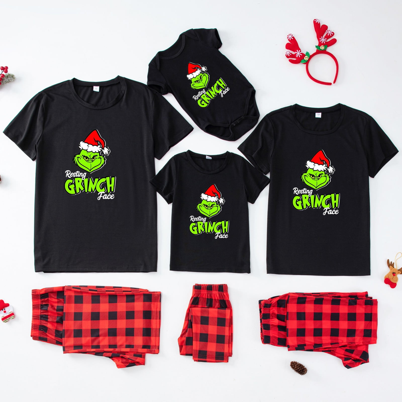 Onlypjs Griinch Family Matching Christmas Pajamas Sets, 2 Pcs Merry ...