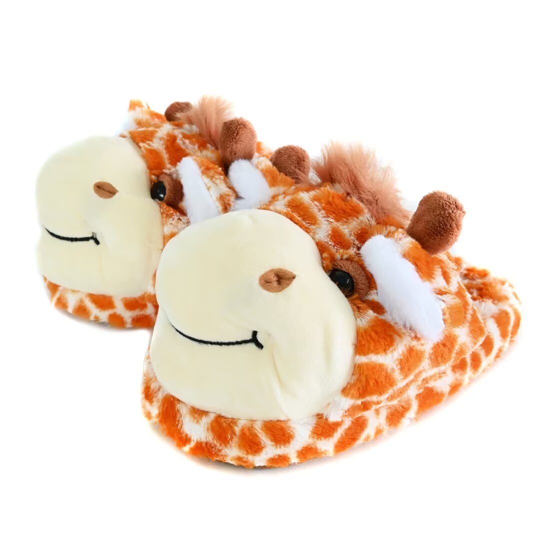 Onmygogo Fuzzy Winter Animal Plush Indoor Slippers for Women and Men ...