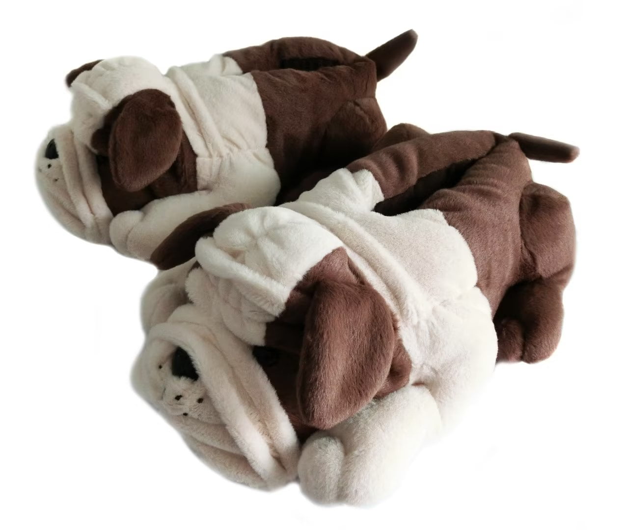 Onmygogo Fuzzy Bulldog Plush Slippers for Adults, Machine Washable ...