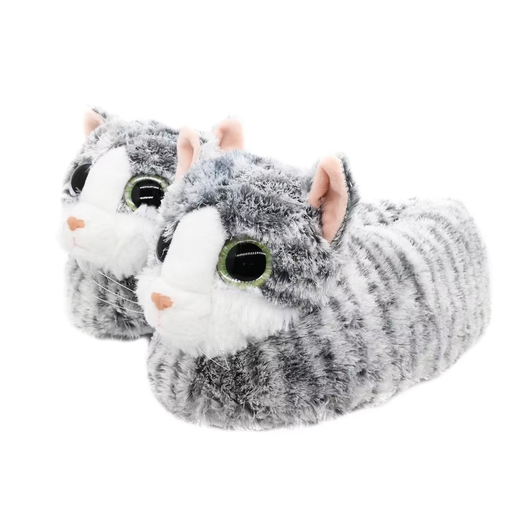 Onmygogo Indoor Fuzzy Winter Animal Cat Plush Slippers for Women and ...