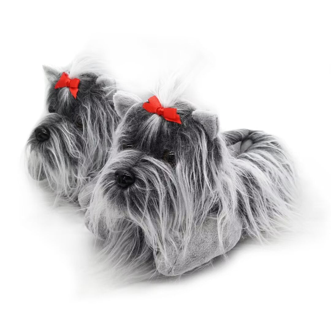 Onmygogo Indoor Fuzzy Winter Animal Dog Puppy Plush Slippers for Women ...