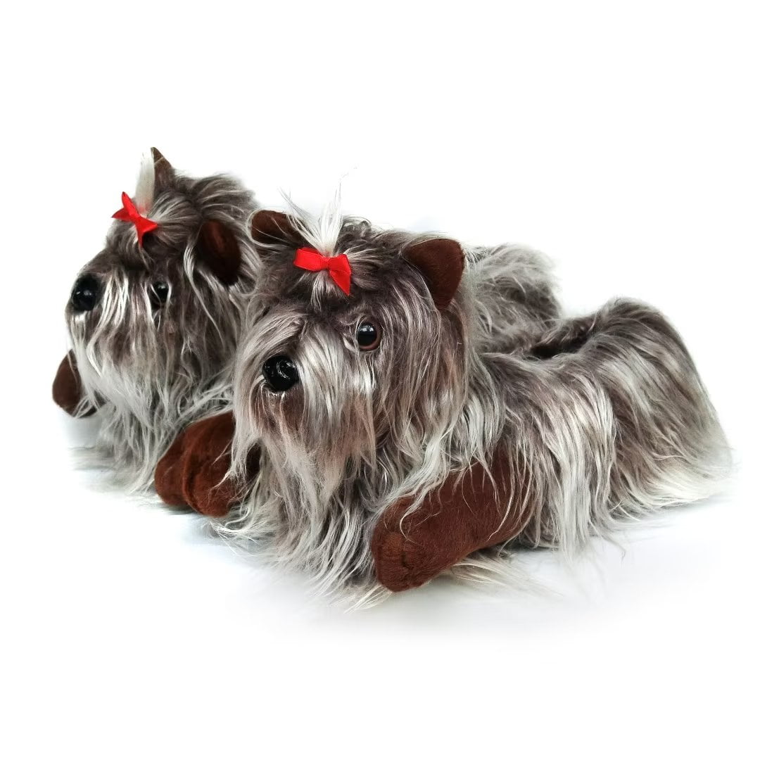 Onmygogo Fuzzy Winter Animal Dog Slippers for Adults, Indoor House ...