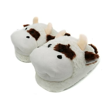 Onmygogo Indoor Fuzzy Winter Animal Bulldog Plush Slippers for Little ...