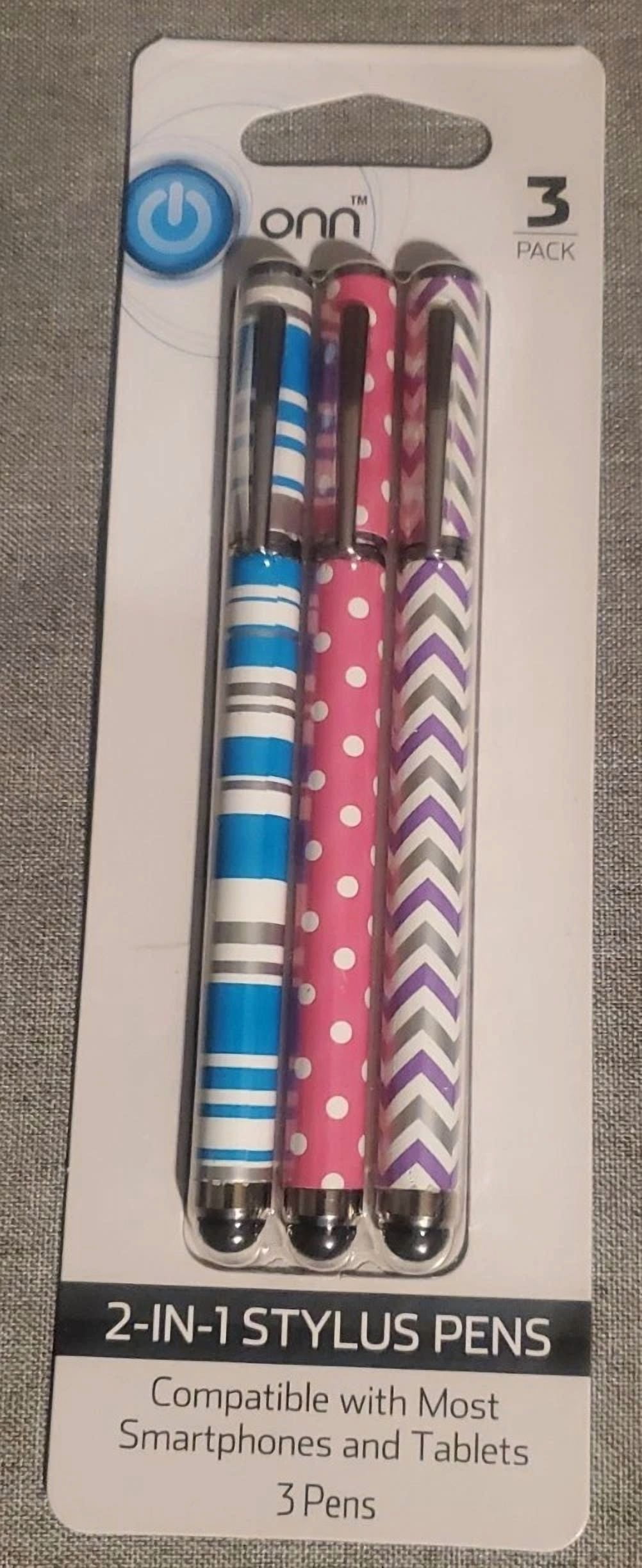 Onn 2 In 1 Stylus With Ballpoint Pen Blue Stripe Pink Dot Purple Zig ...