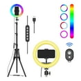 Onn. 8-inch Ring Light With 47" Adjustable Tripod Special RGB Effects ...
