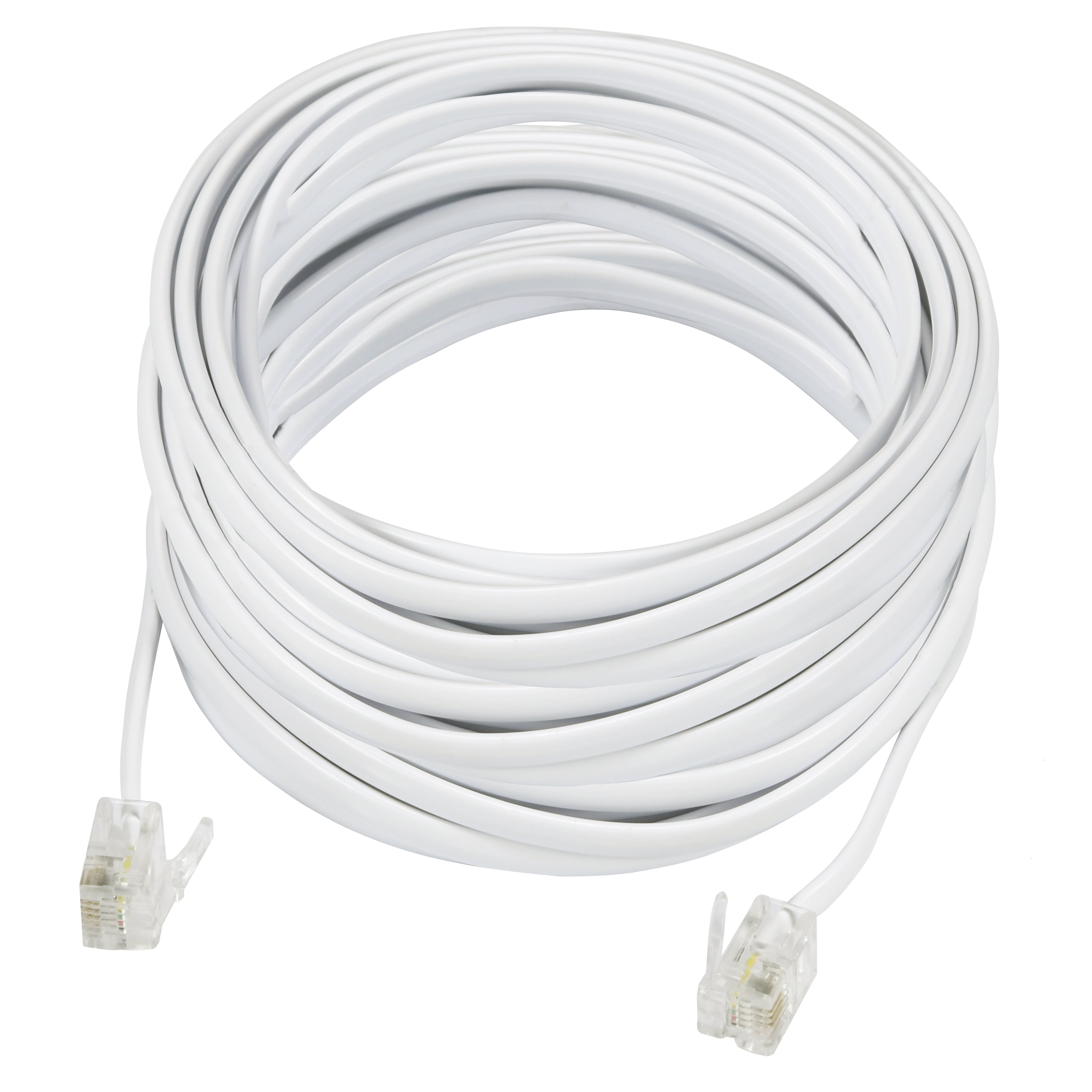 Onn Landline Telephone Line Cord, 50 feet, White - Walmart.com