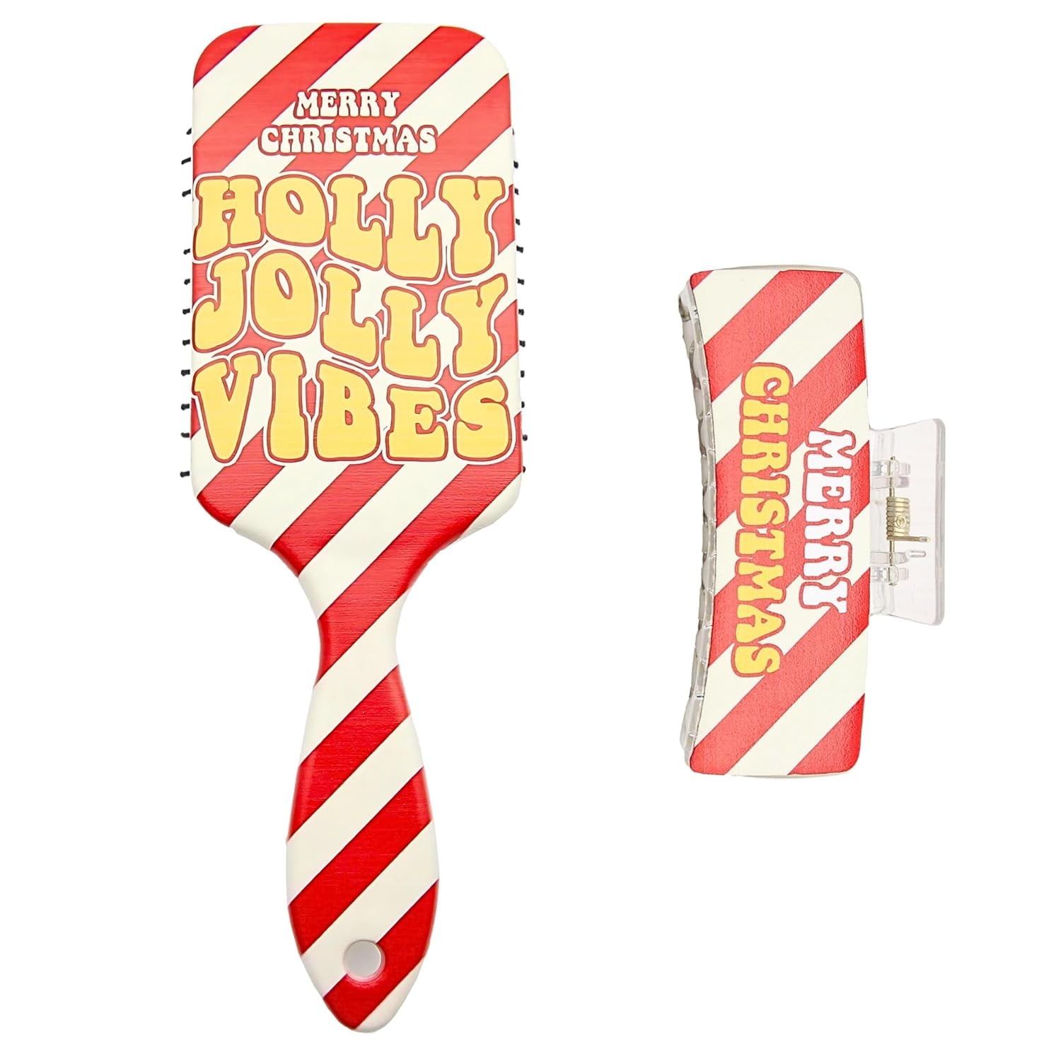 Onpalette Santa-Themed Christmas Hair Brush & Matching Hair Claw Clip ...