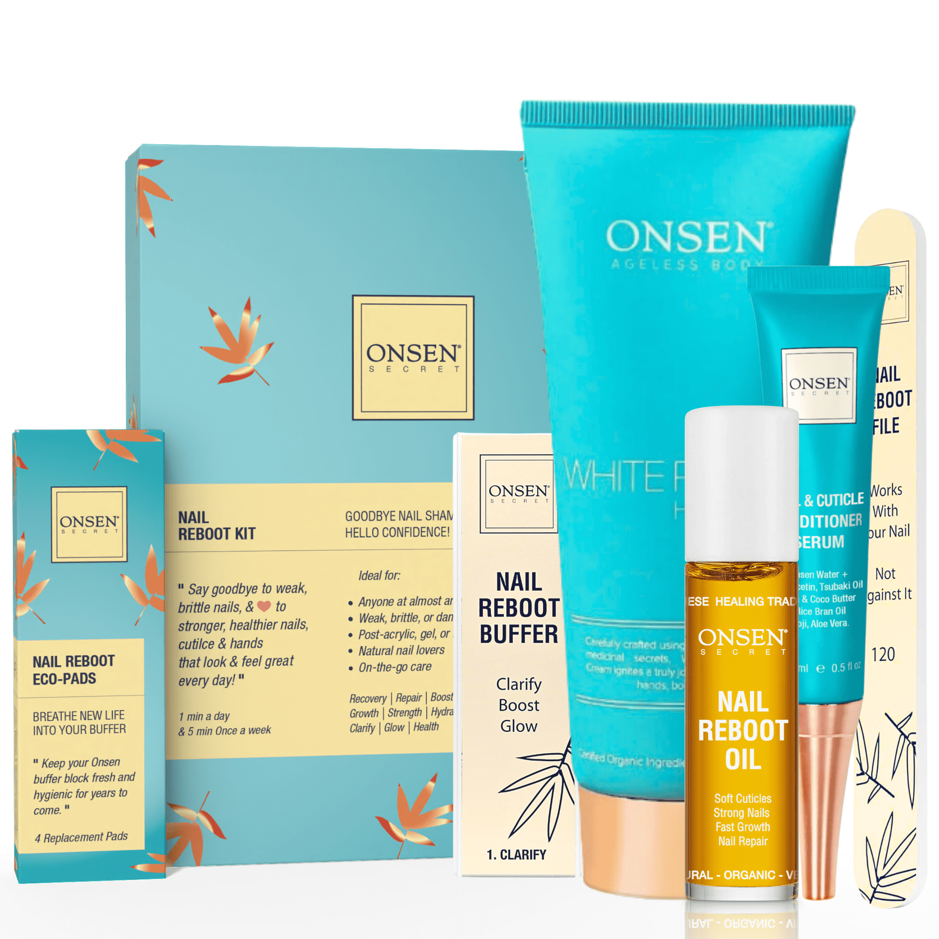 Onsen Secret Complete Japanese Nail Care & Anti Aging Hand Cream Kit - Professional Nail File ...