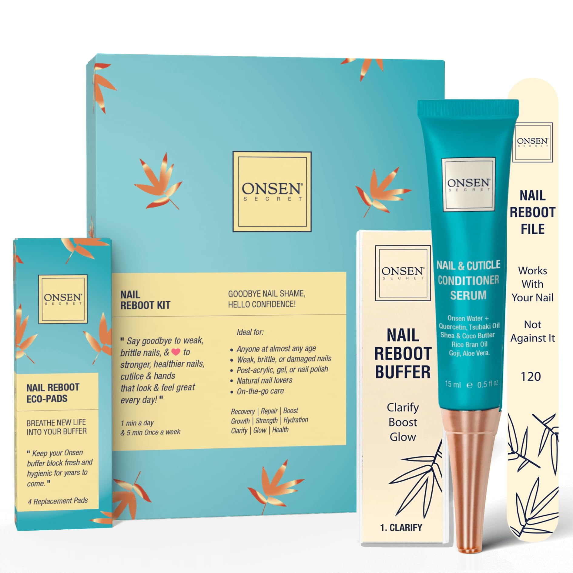Onsen Secret Nail Care Kit - Japanese Nail Buffer Shine Kit ...