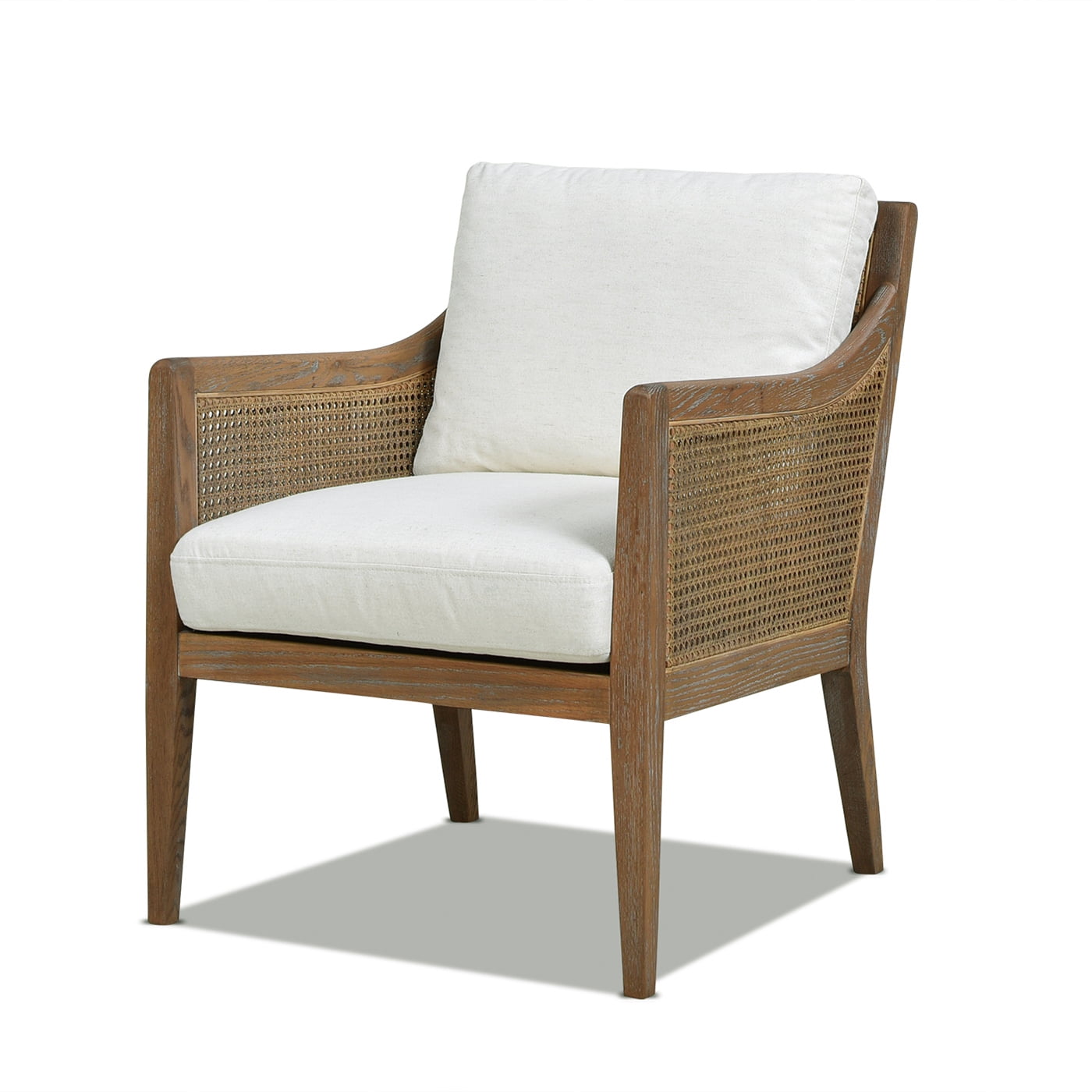 "Jennifer Taylor Home Ontario 24.5"" Oak Wood and Rattan Upholstered ...
