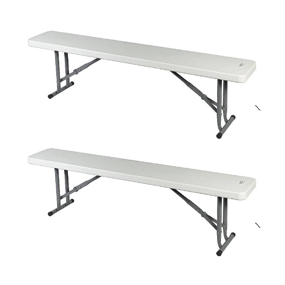 Ontario Furniture 4 Foot Folding Bench Lightweight Steel Plastic White ...